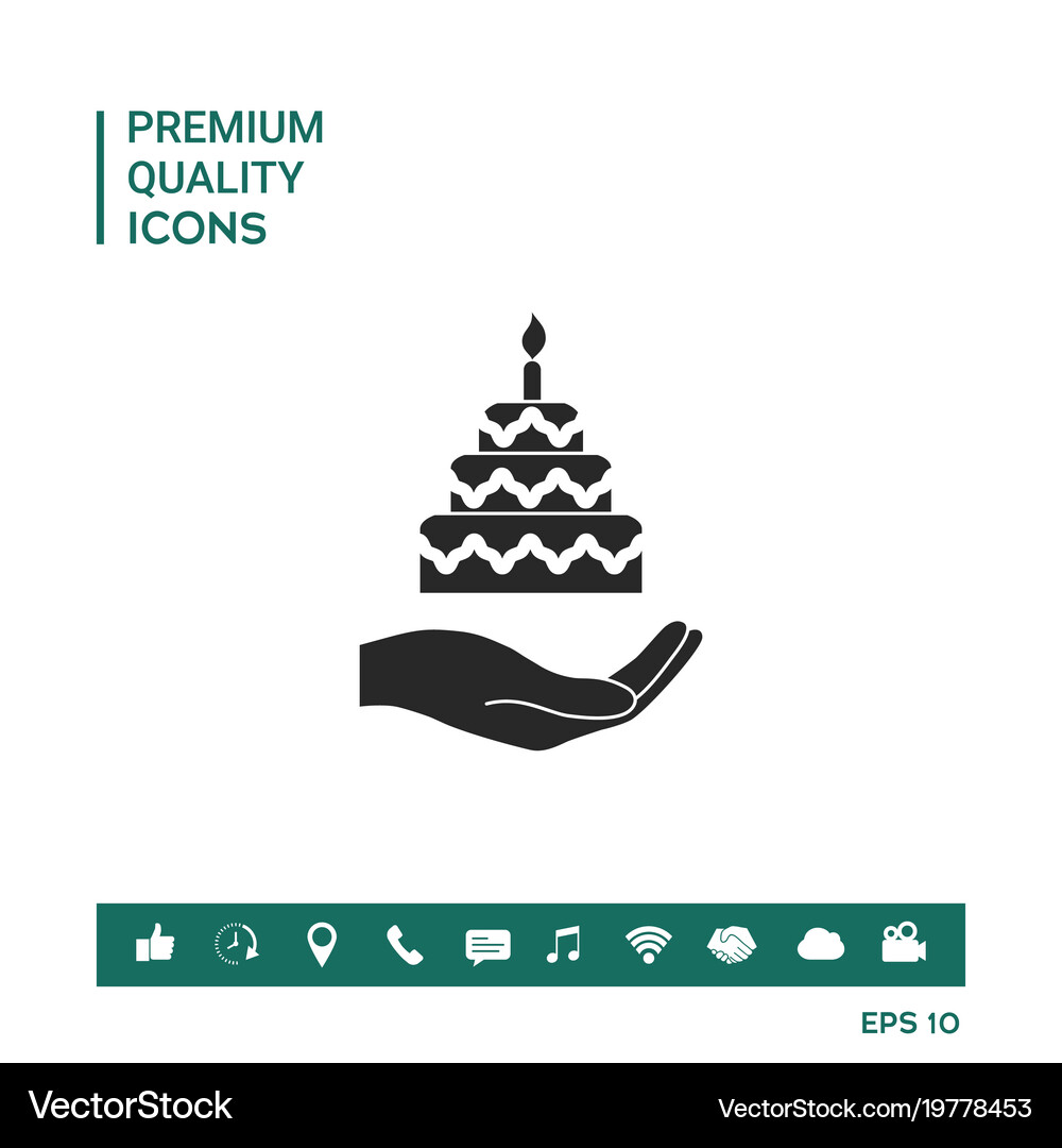 Hand holding a cake icon Royalty Free Vector Image