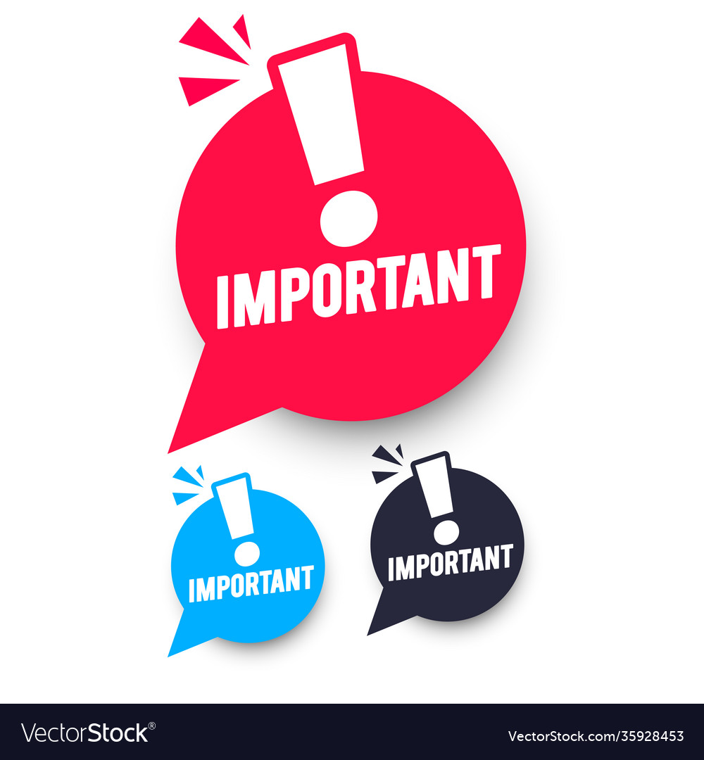 Important speech bubble set Royalty Free Vector Image