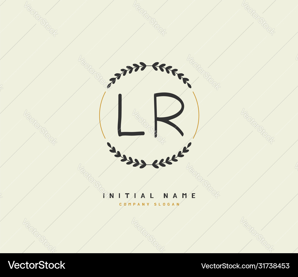 L r lr beauty initial logo handwriting logo Vector Image