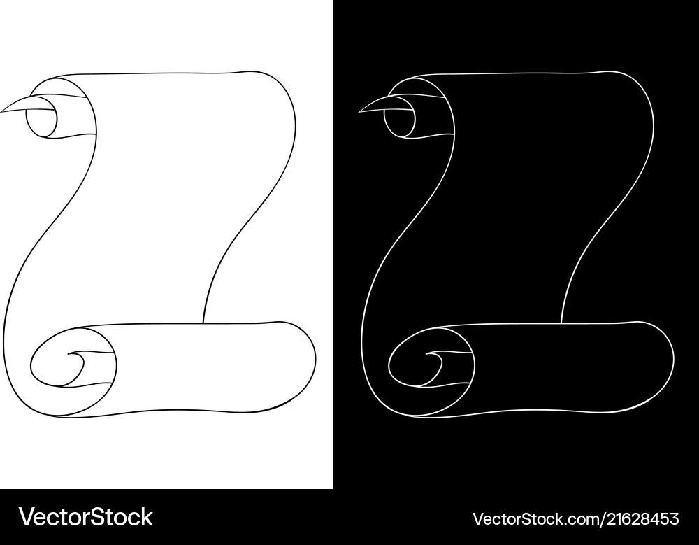 Parchment outline black and white drawing Vector Image