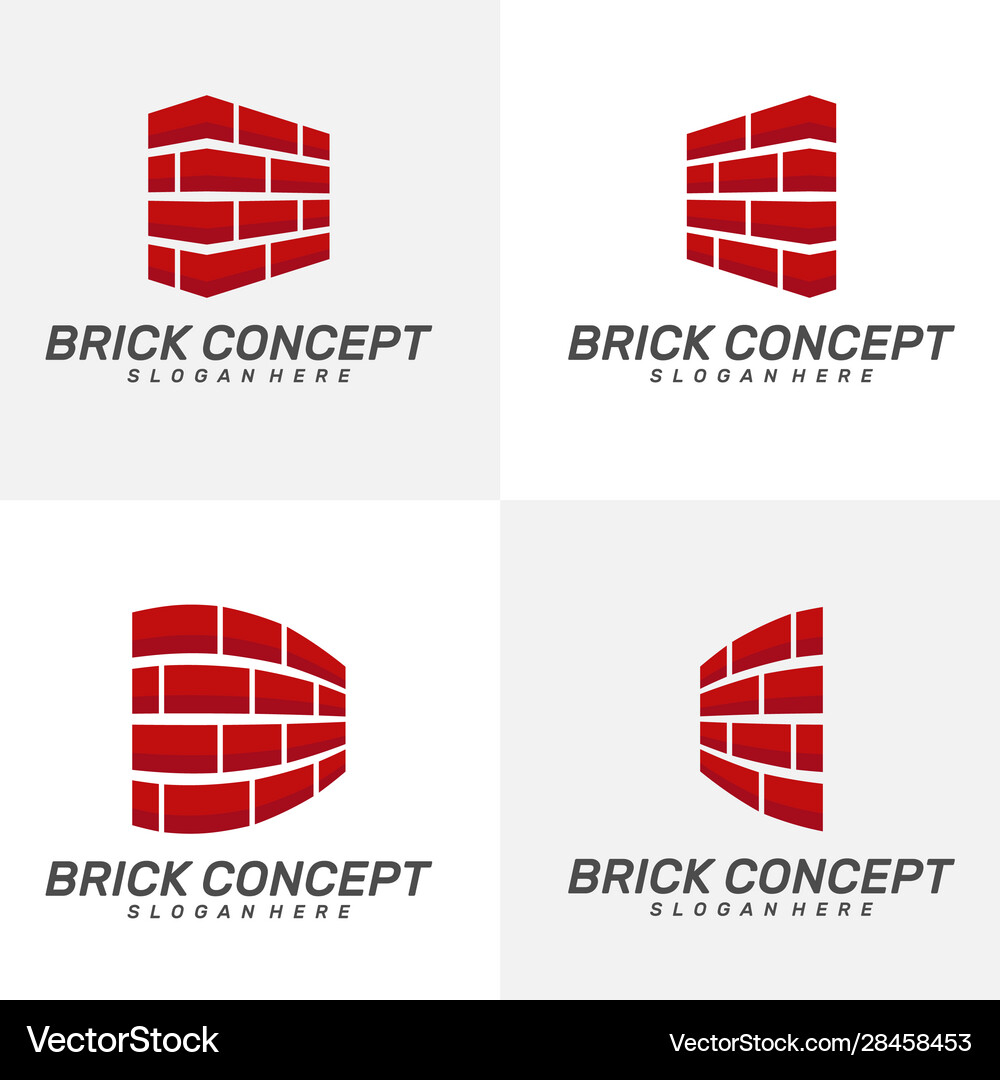 Set brick building logo design brickwork Vector Image