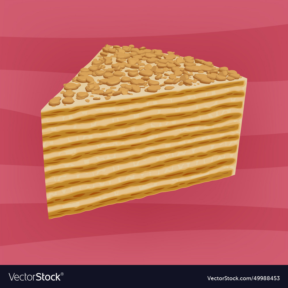 Slice Of Napoleon Cake Royalty Free Vector Image