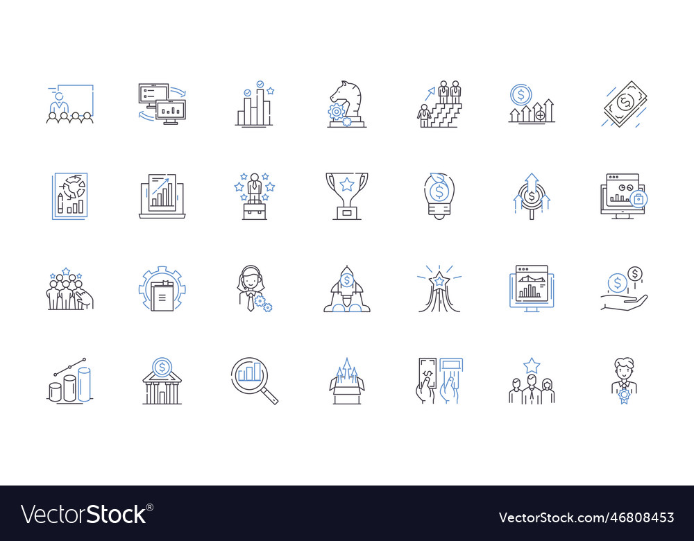 Strategic scrutiny line icons collection analysis Vector Image Strategic scrutiny line icons collection analysis Vector Image