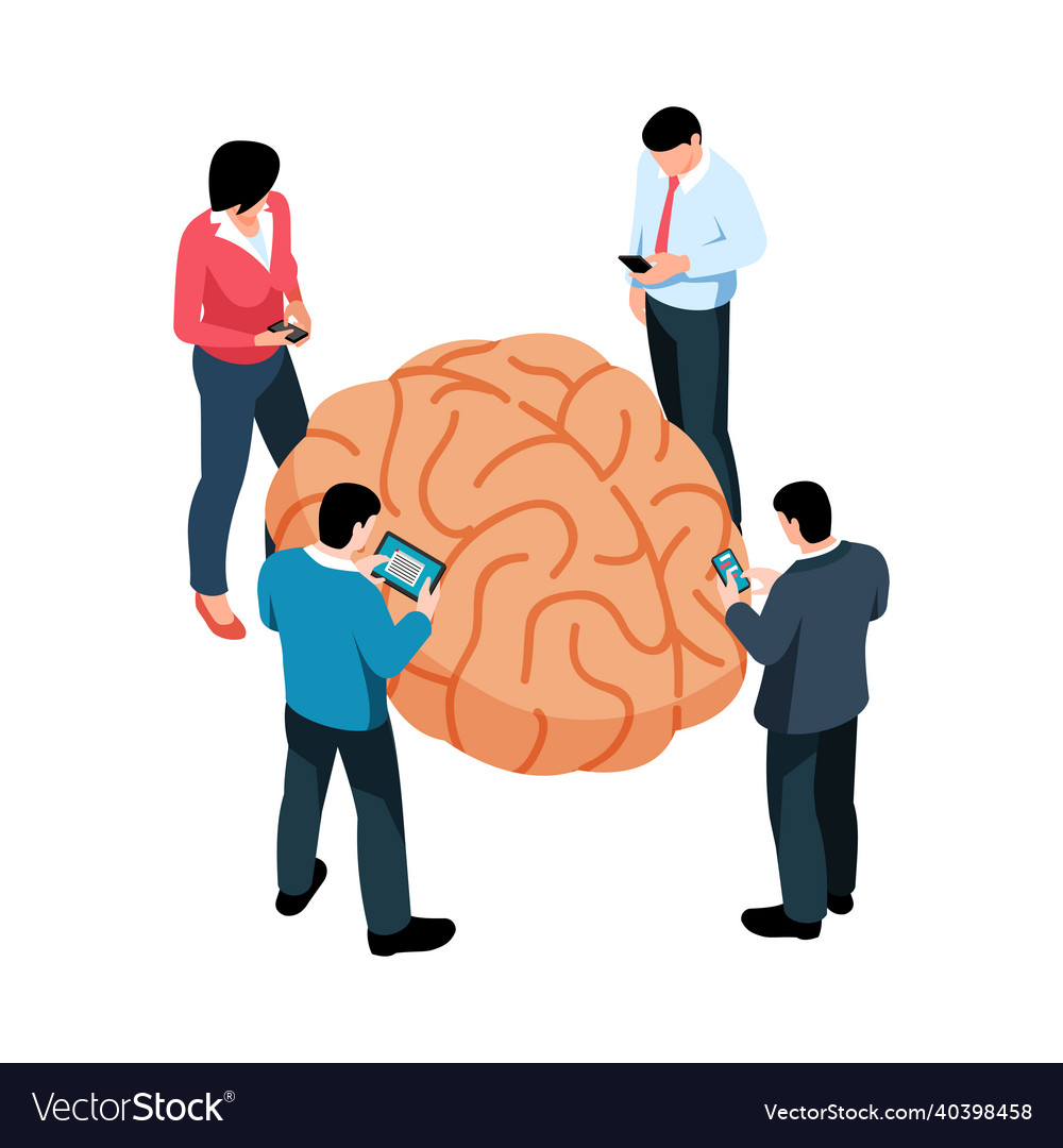Brain storming teamwork composition Royalty Free Vector