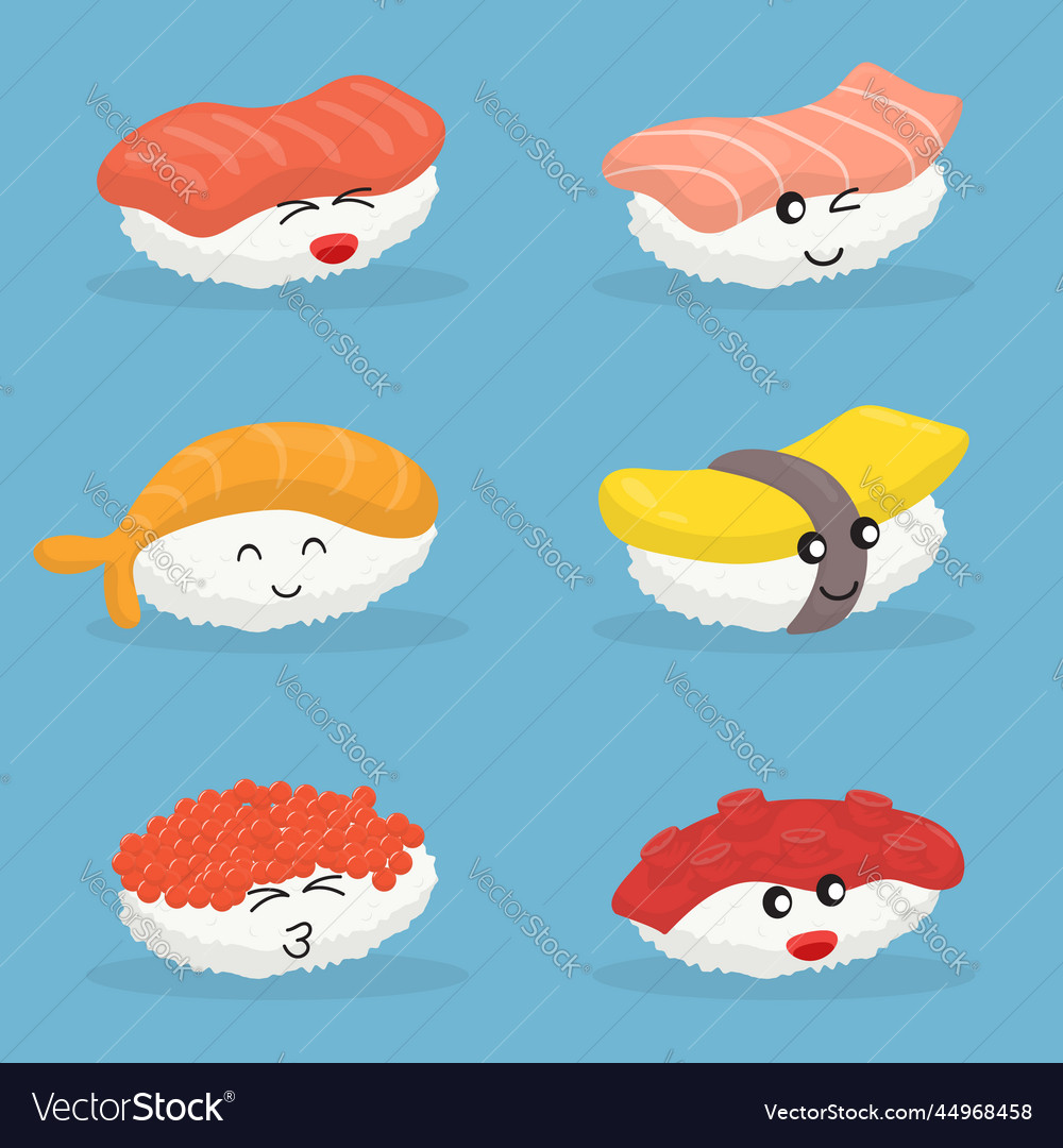 Hand drawn japanese sushi food Royalty Free Vector Image