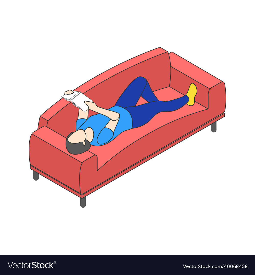 Lying down reading composition Royalty Free Vector Image