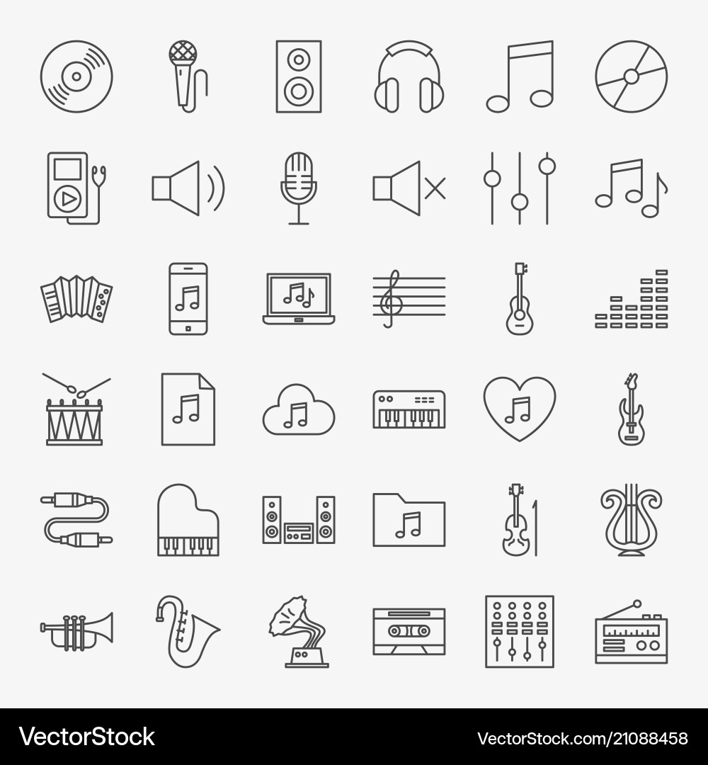 Music line icons set Royalty Free Vector Image