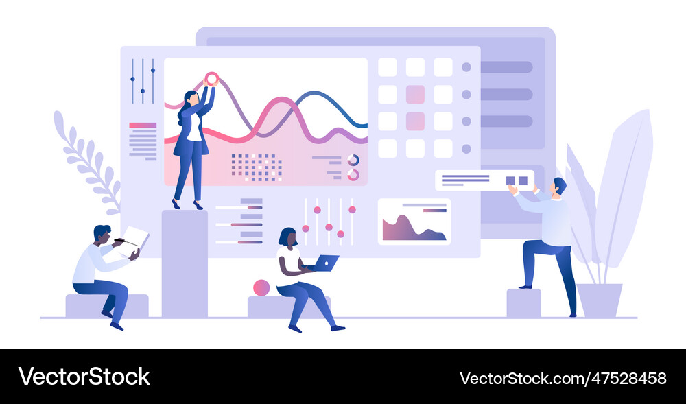 People analyzing charts and graphs market Vector Image