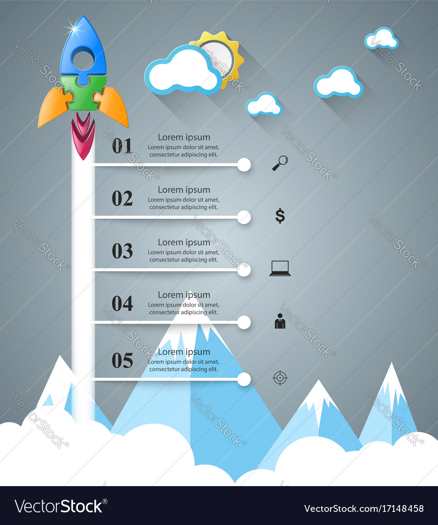 Rocket icon abstract infographic Royalty Free Vector Image