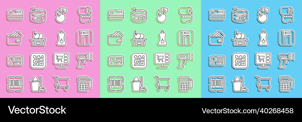 Set line pos terminal with credit card scanner Vector Image