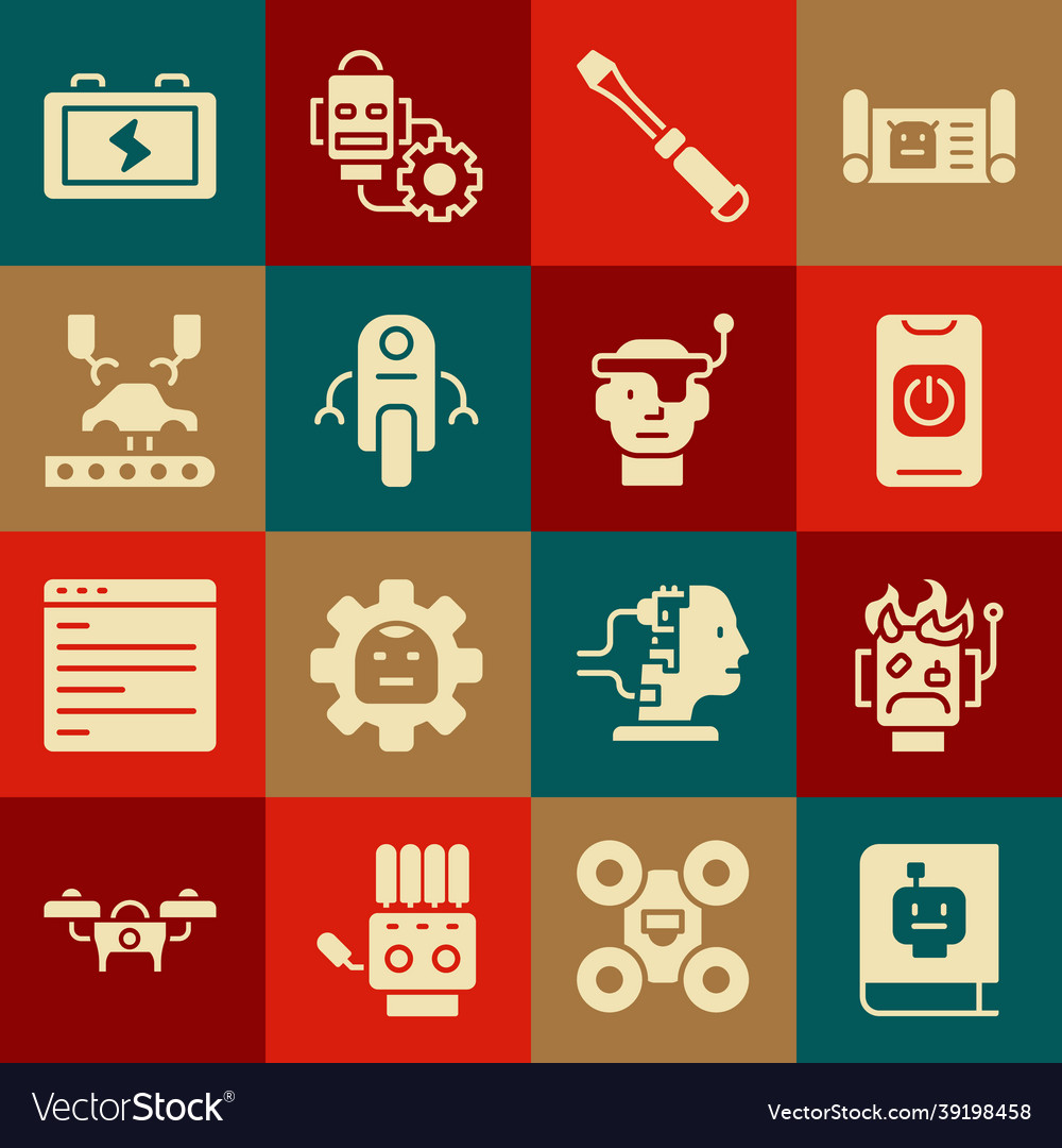 Set user manual robot burned out turn off robot Vector Image
