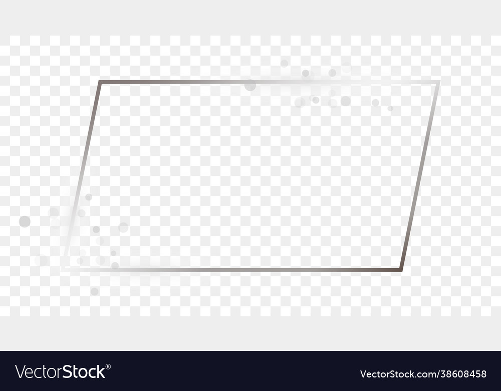 Silver glowing rectangular shape frame Royalty Free Vector