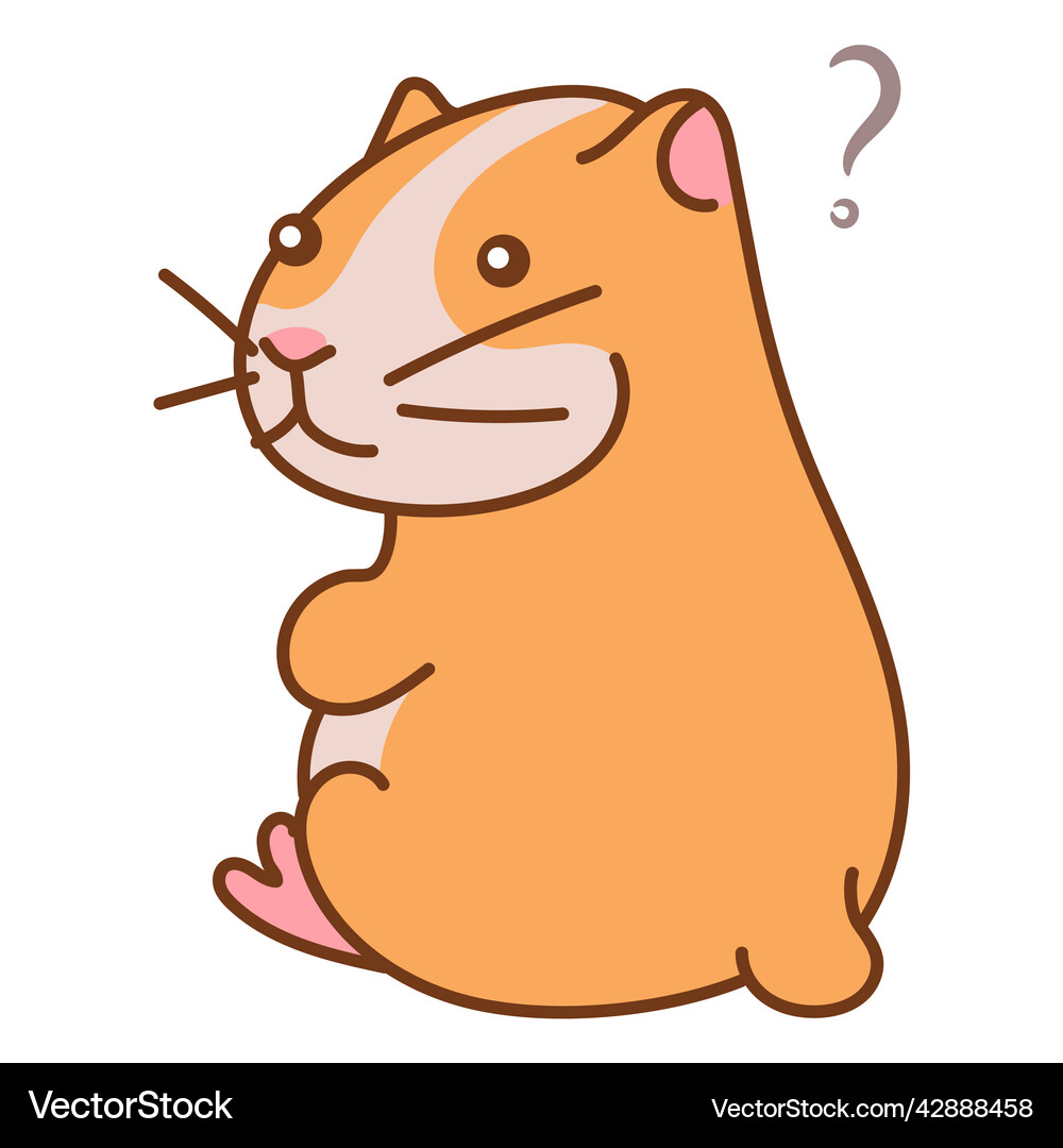 Sitting hamster cute with question sign high Vector Image