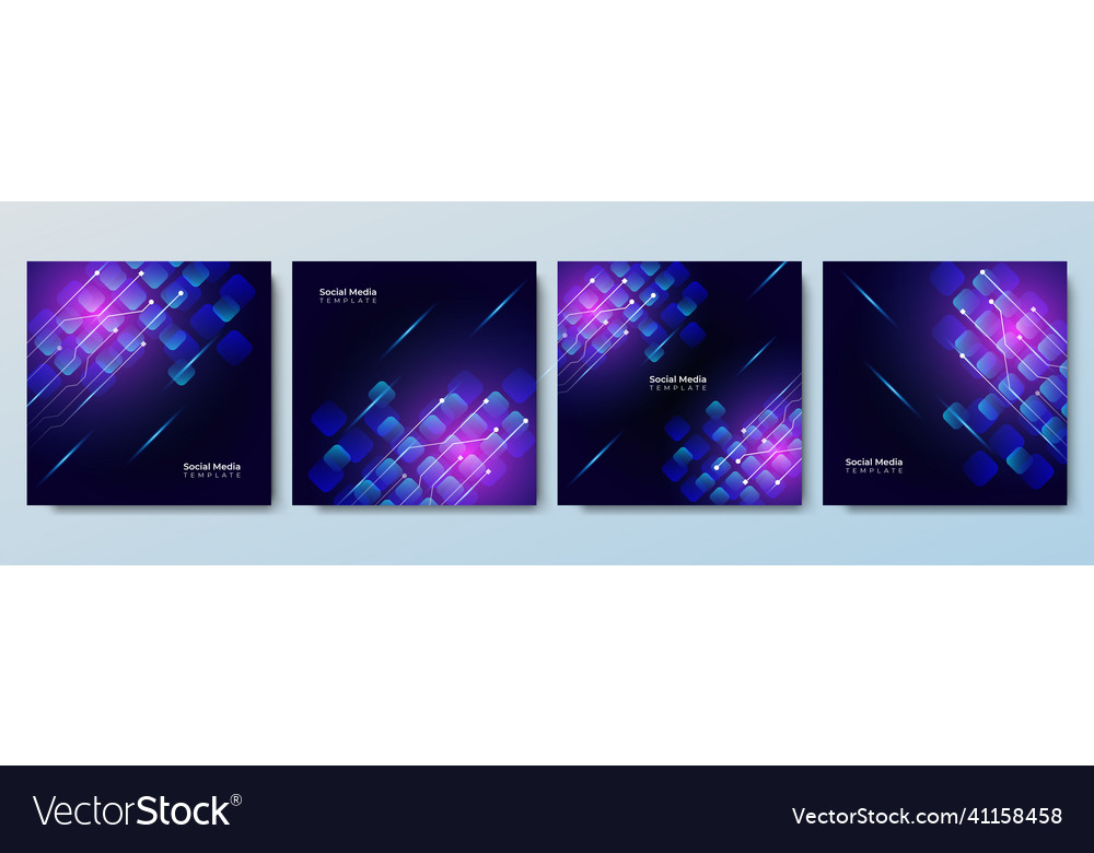 Social media post template set with tech Vector Image