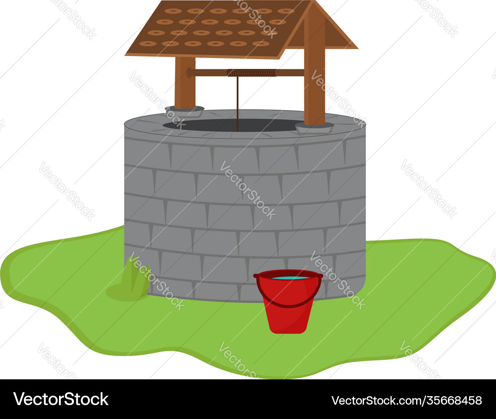 Wishing well on white background Royalty Free Vector Image