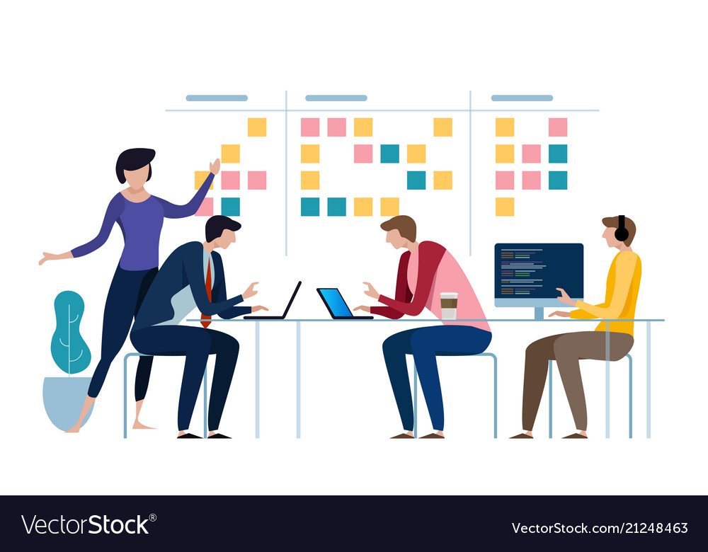 Agile business team programmer working and make Vector Image