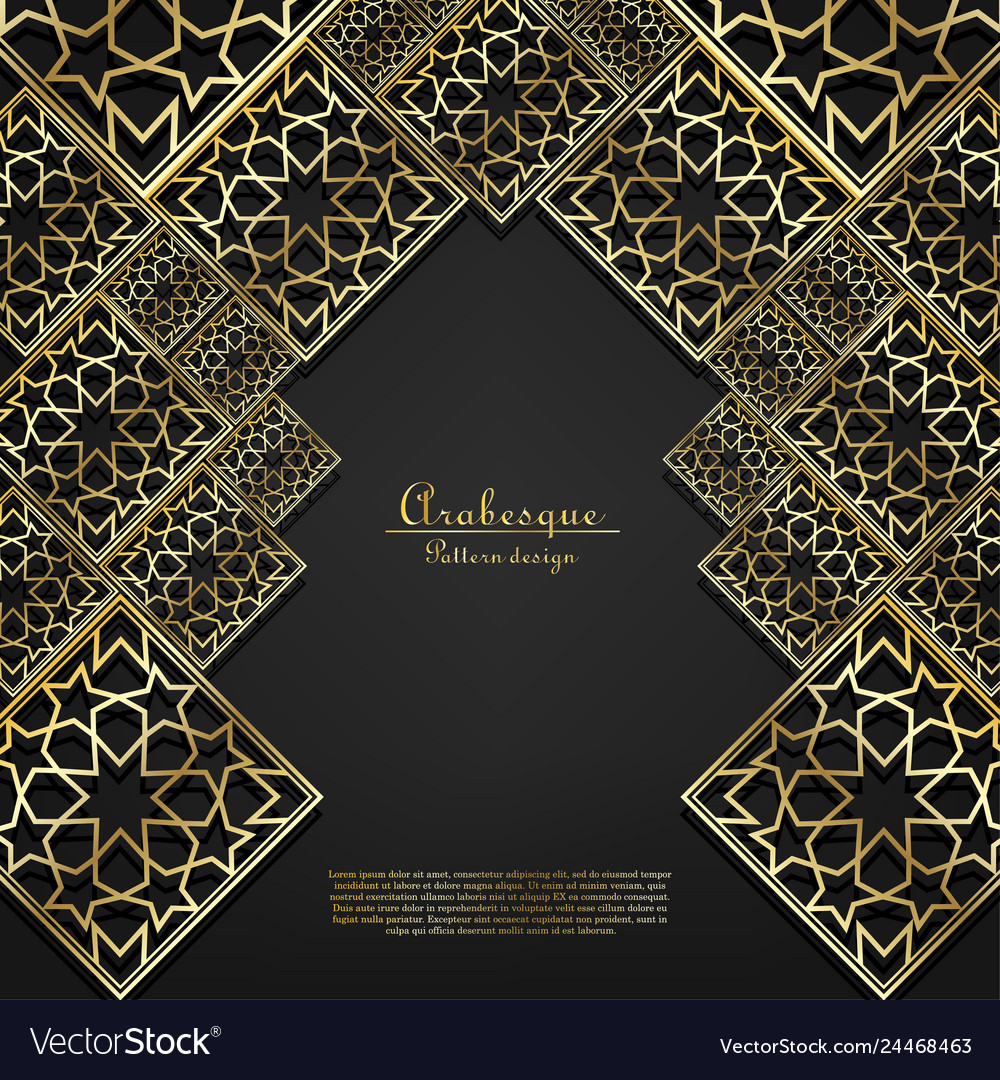 Arabesque gold pattern background template Vector Image