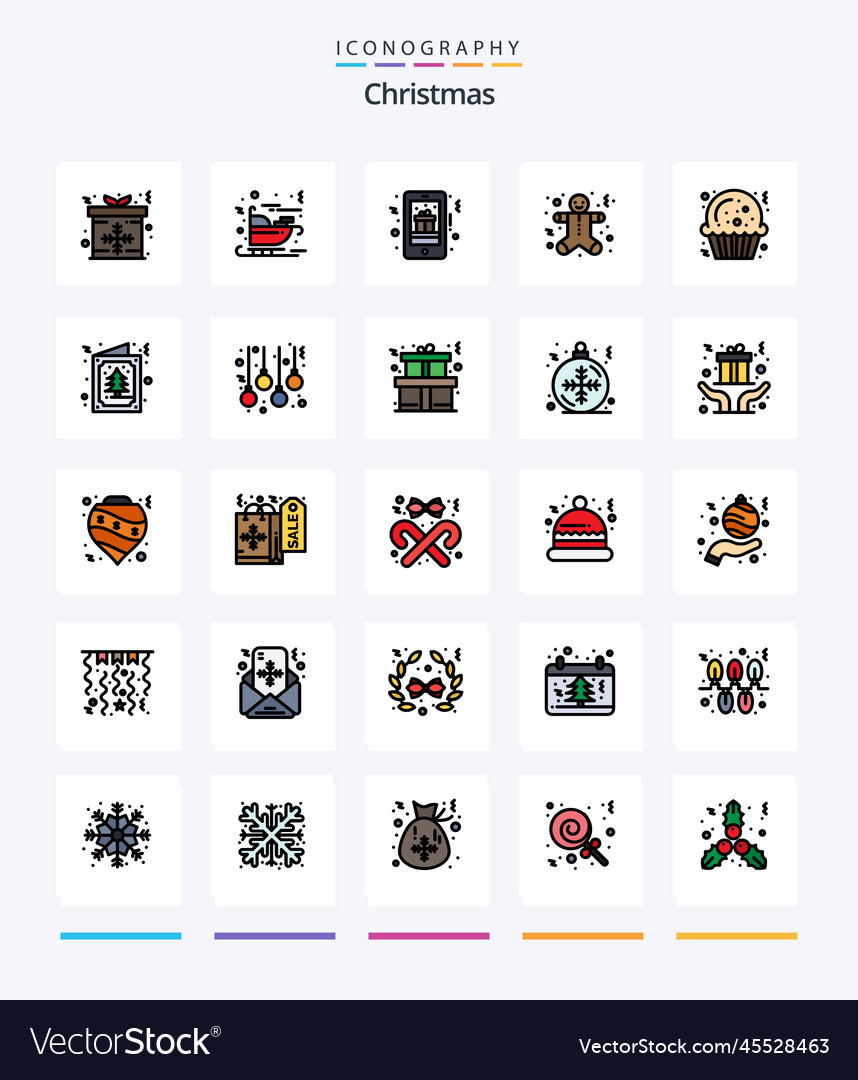 Creative christmas 25 line filled icon pack Vector Image