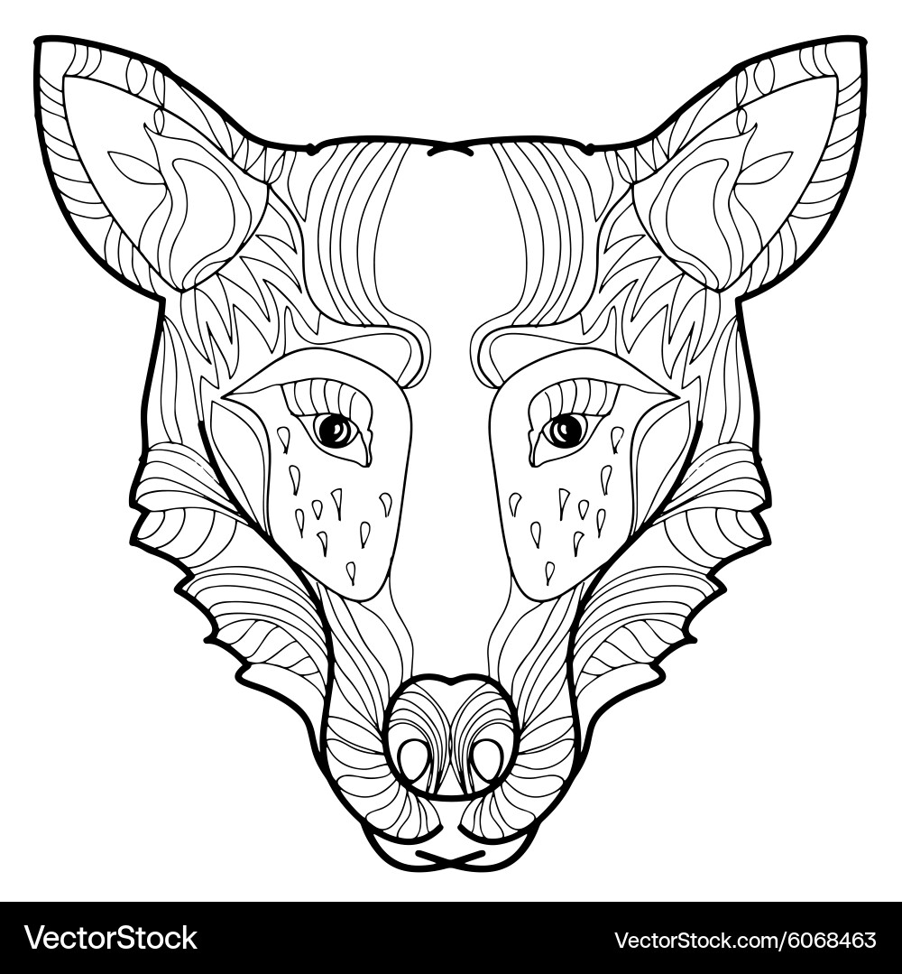 Doodle hand-drawn wolf Royalty Free Vector Image