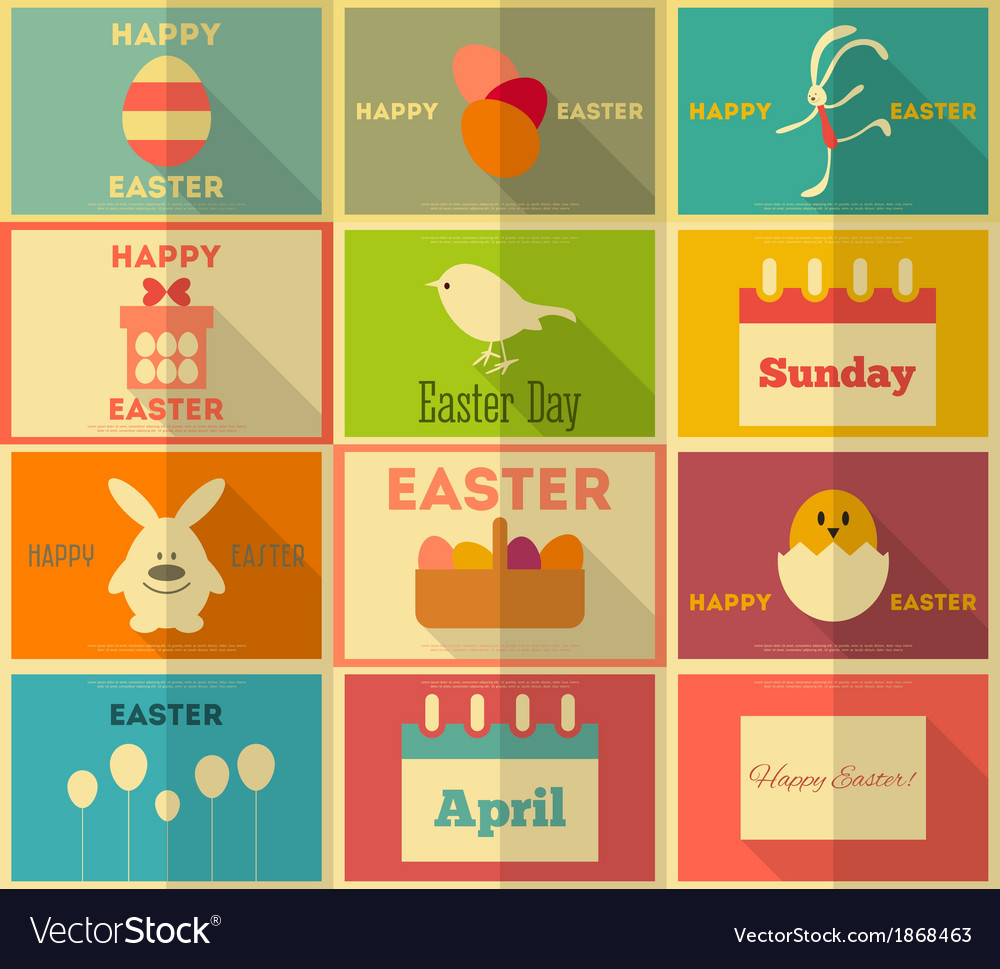 Easter retro posters Royalty Free Vector Image