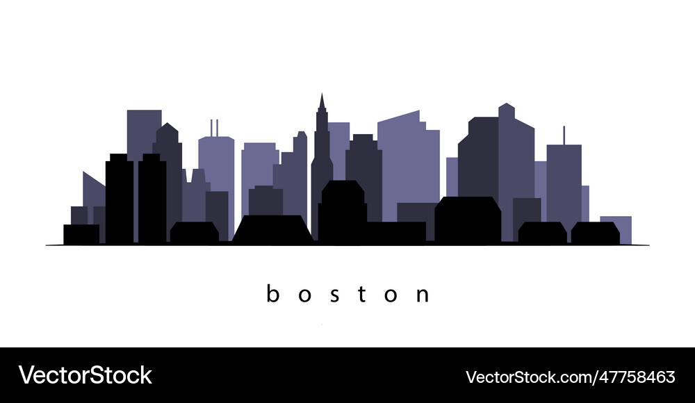 Flat boston skyline city silhouette Royalty Free Vector