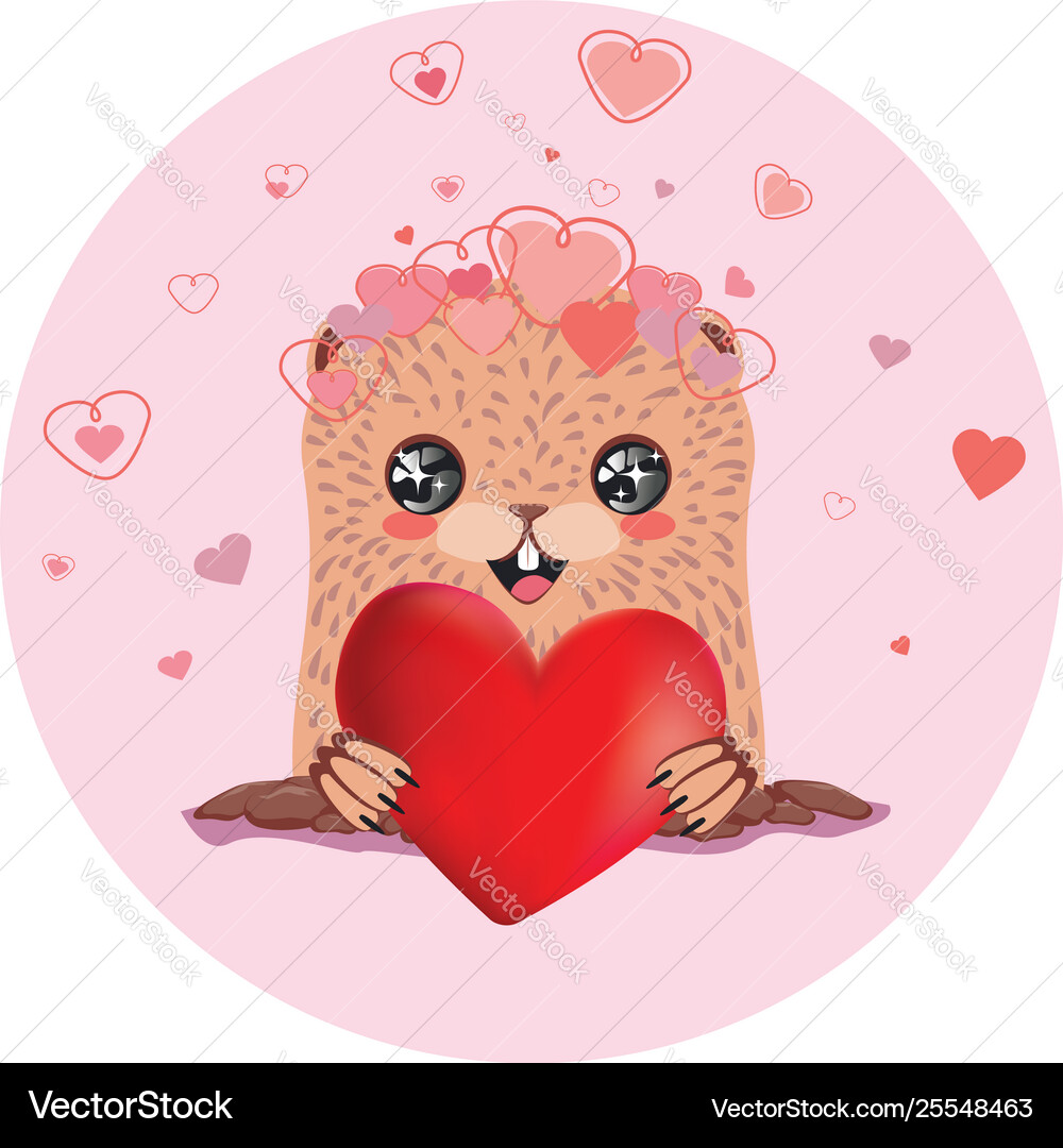 Groundhog with hearts Royalty Free Vector Image