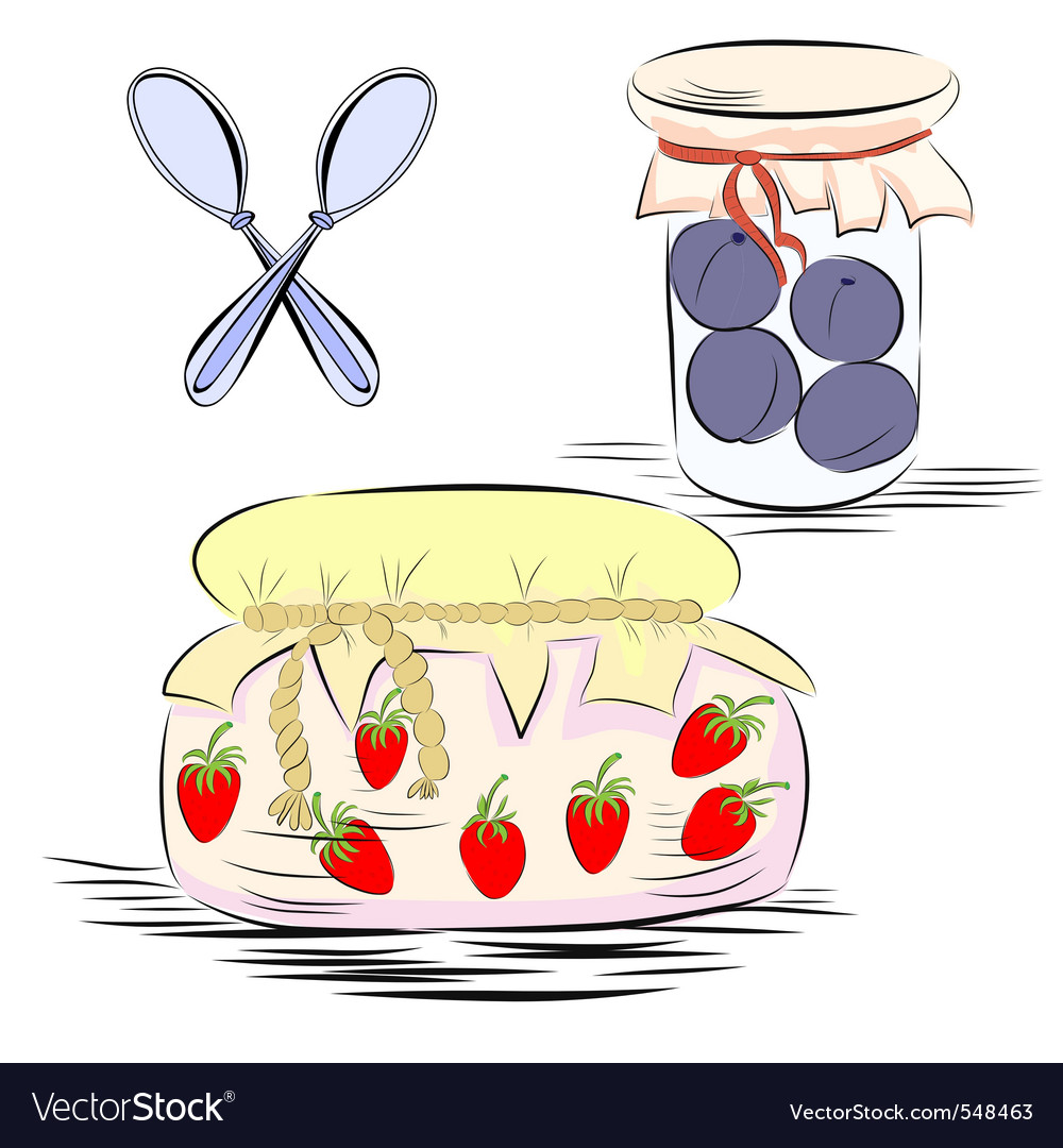 Jars with fruit jam Royalty Free Vector Image - VectorStock