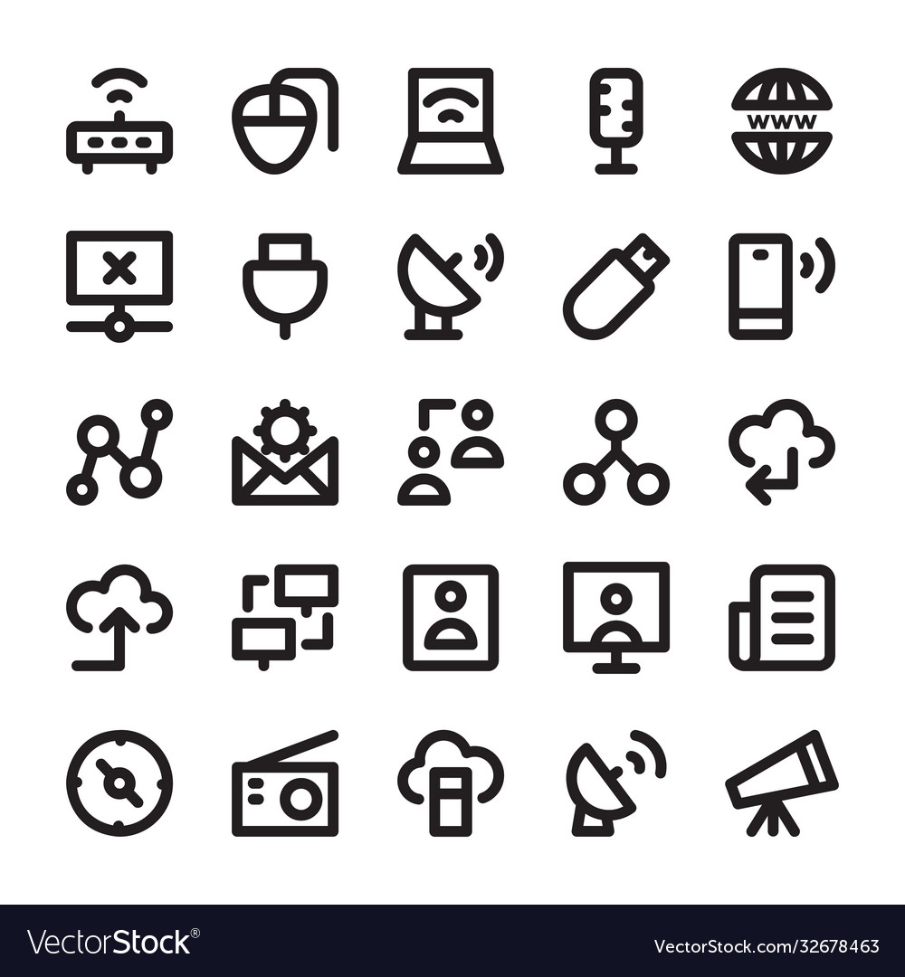 Network and communication line icons 11 Royalty Free Vector