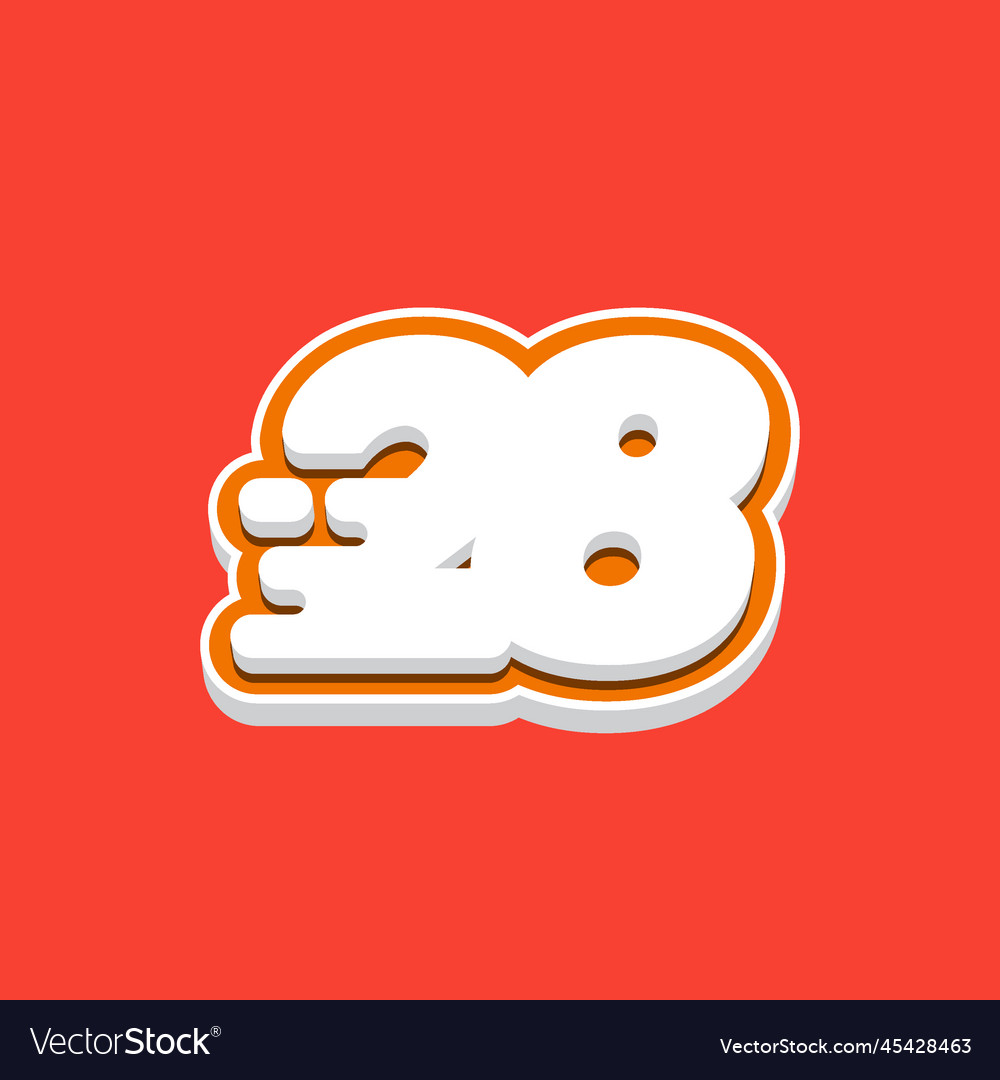 Number 28 3d fast icon Royalty Free Vector Image