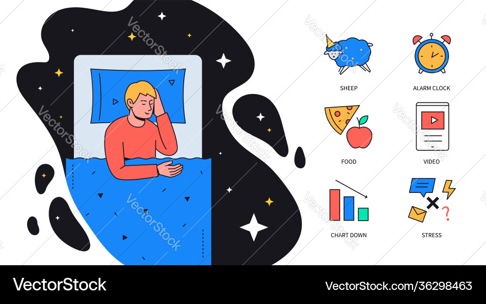 Quality sleep - colorful flat design style poster Vector Image