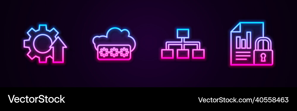 Set line arrow growth gear password protection Vector Image