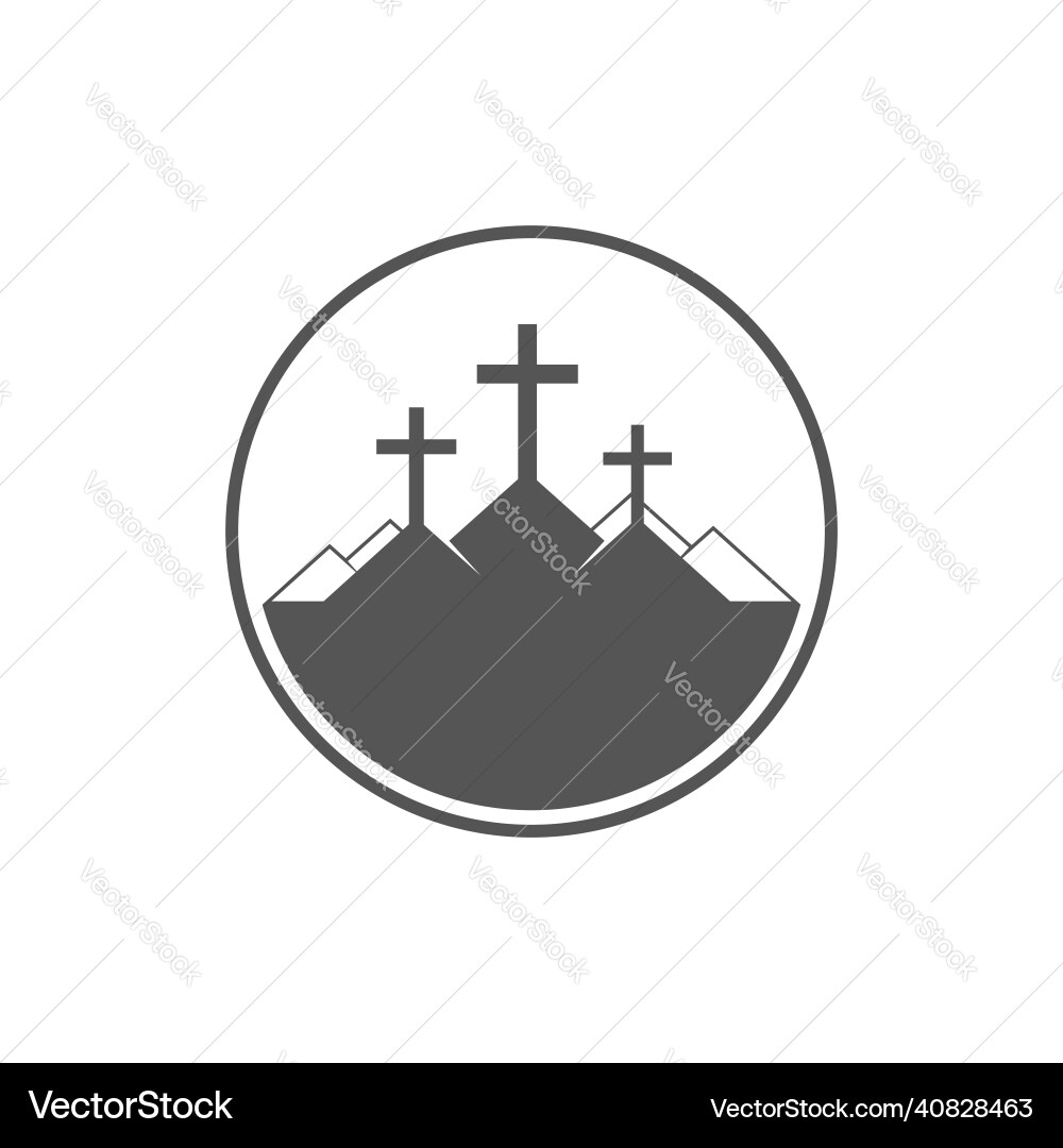 Three crosses on calvary christian emblem Vector Image