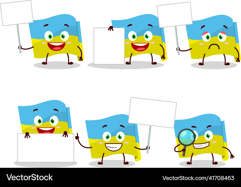 Ukraine flag cartoon character bring information Vector Image