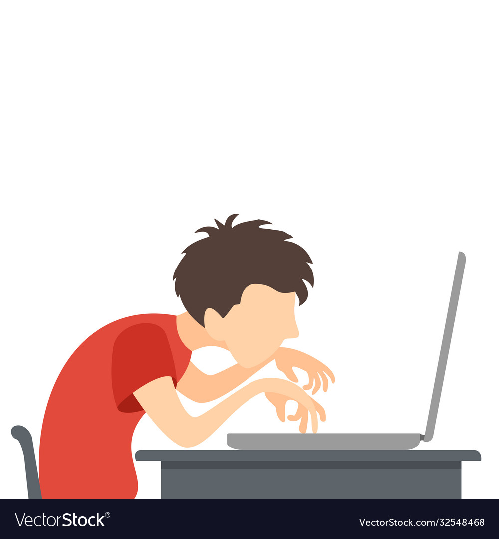 Boy at computer Royalty Free Vector Image - VectorStock