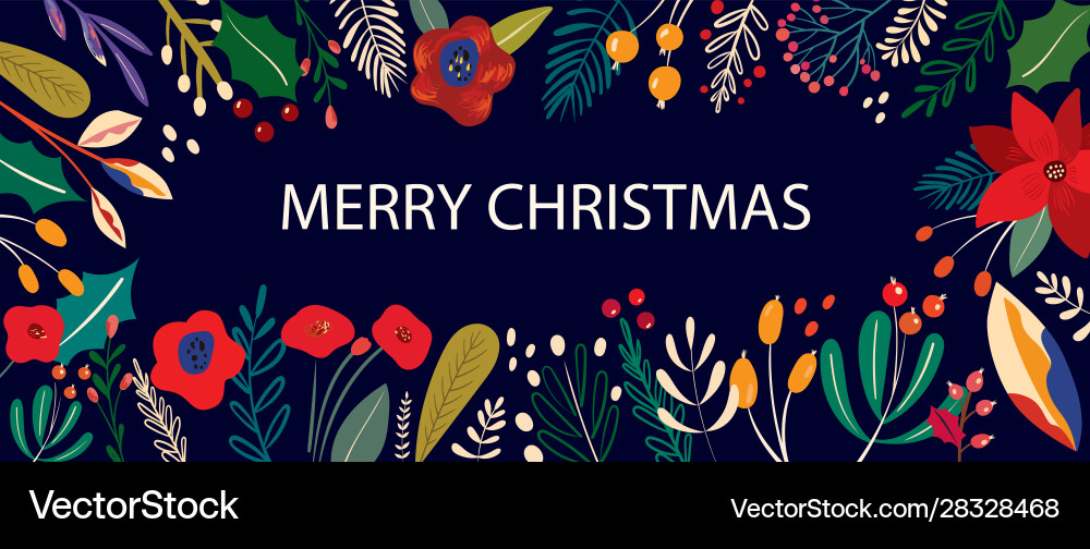 Christmas floral banner Royalty Free Vector Image