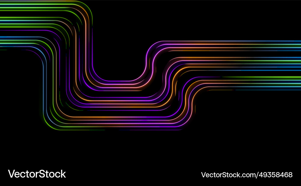 Colorful neon laser lines abstract geometric tech Vector Image