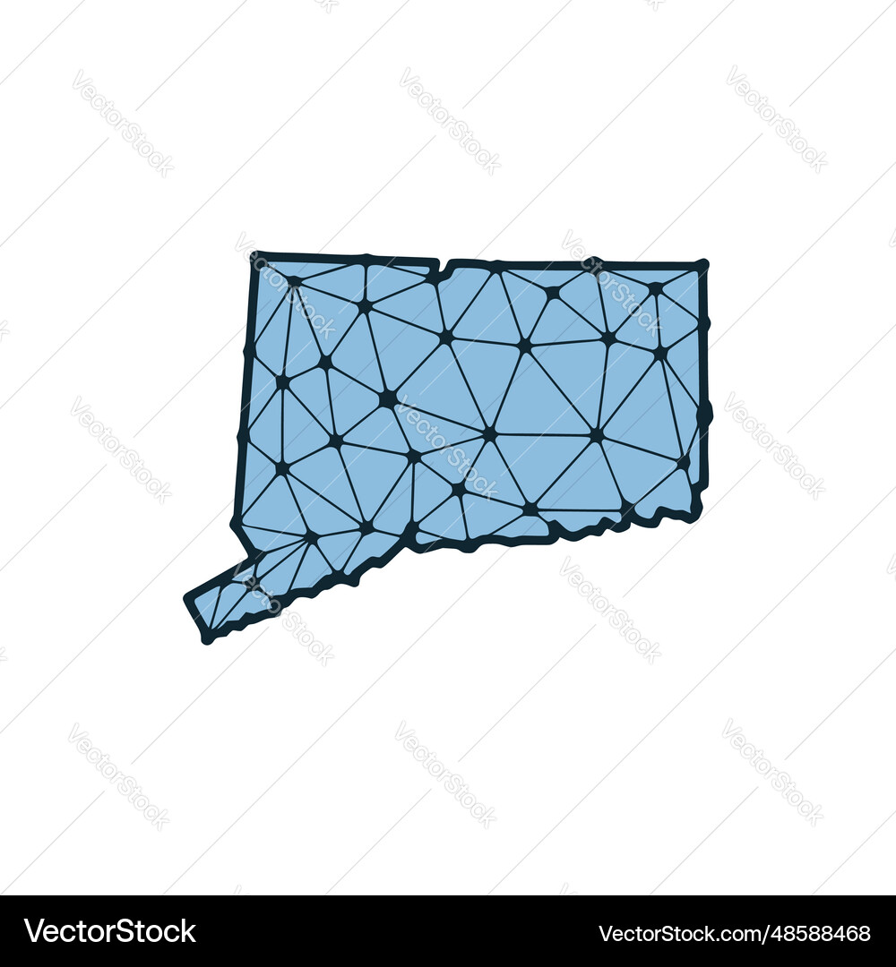 Connecticut state map polygonal made of lines Vector Image