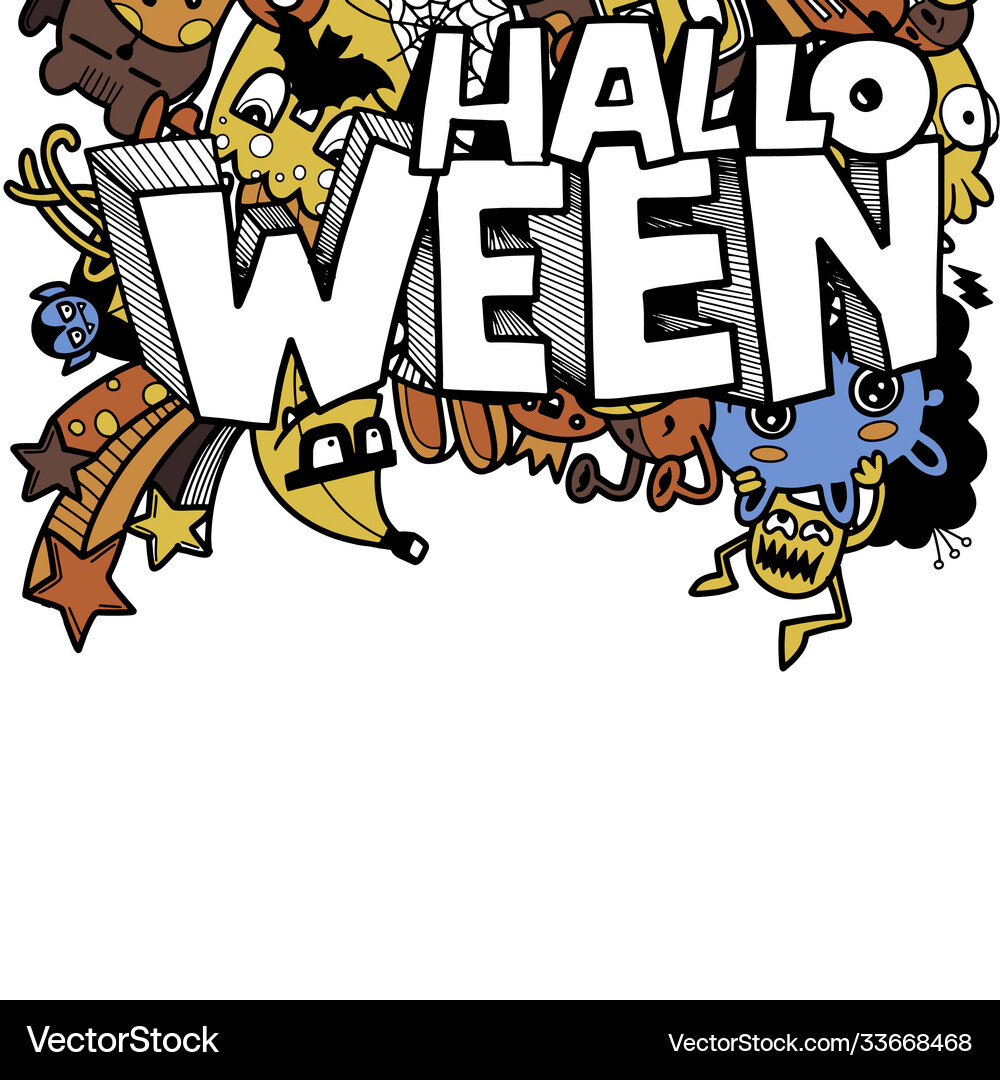 Cute hand-drawn halloween doodles Royalty Free Vector Image