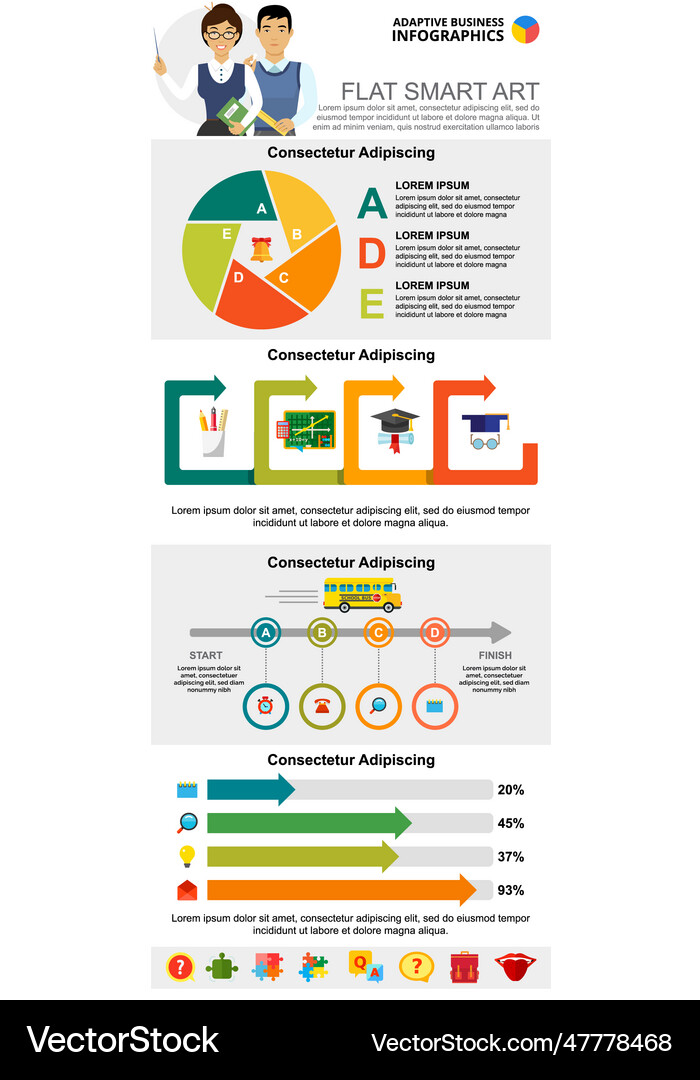Education and management infographic charts set Vector Image
