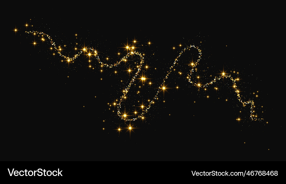 Gold glittering confetti wave and stardust Vector Image