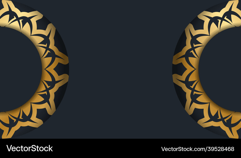 Greeting card in black with indian gold pattern Vector Image