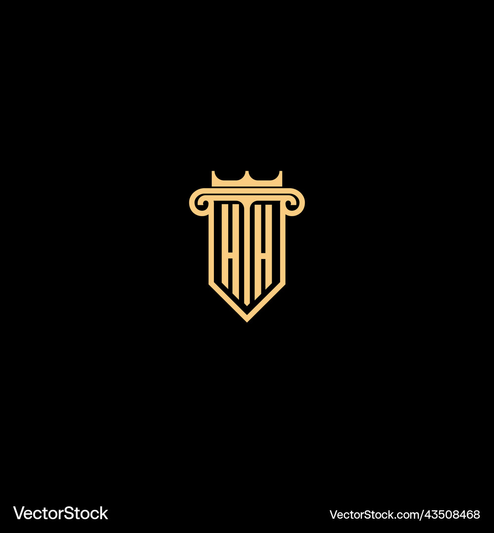 Hh line concept law logo and shield Royalty Free Vector