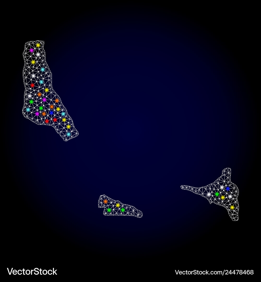 Mesh polygonal map of comoros islands with bright Vector Image