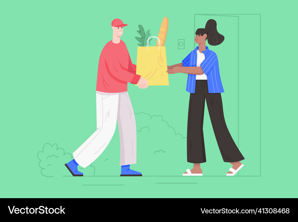 Online ordering and food delivery flat concept Vector Image