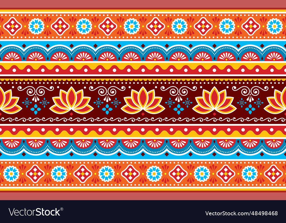 Pakistani indian truck art seamless design Vector Image Pakistani indian truck art seamless design Vector Image