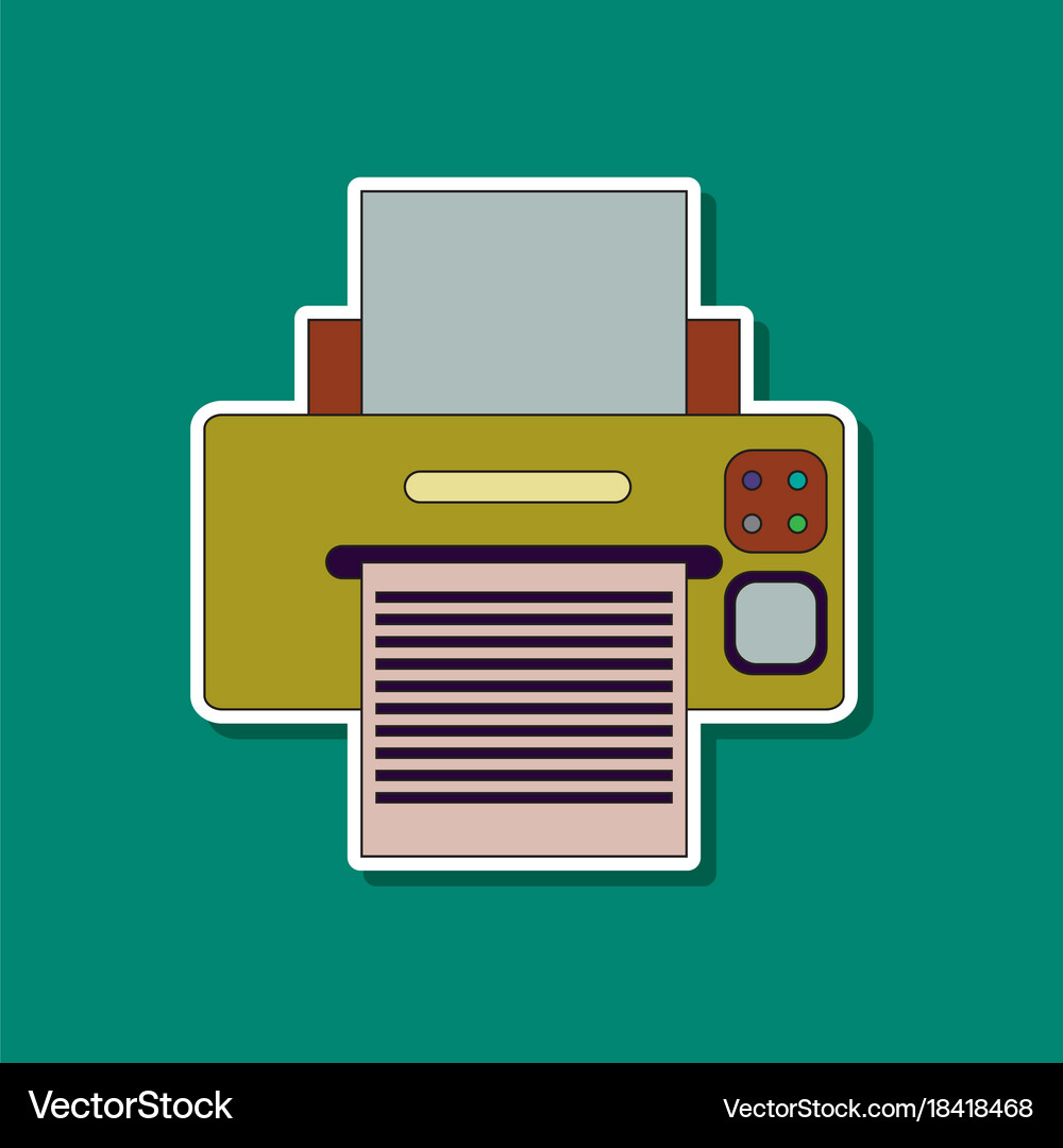 Paper sticker on background of printer Royalty Free Vector