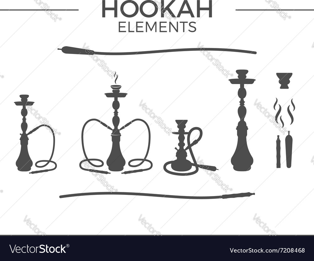 Set silhouette hookah design elements use Vector Image