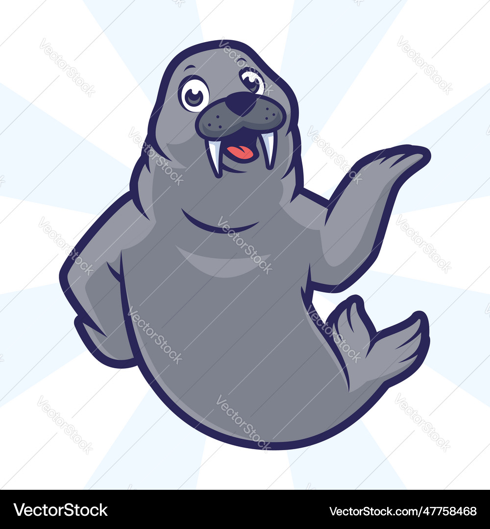 Walrus character cartoon mascot design Royalty Free Vector