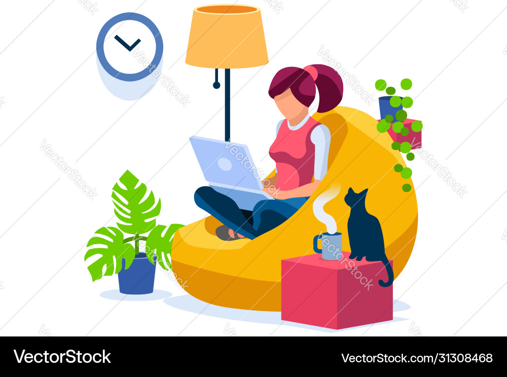 Woman working at home office Royalty Free Vector Image
