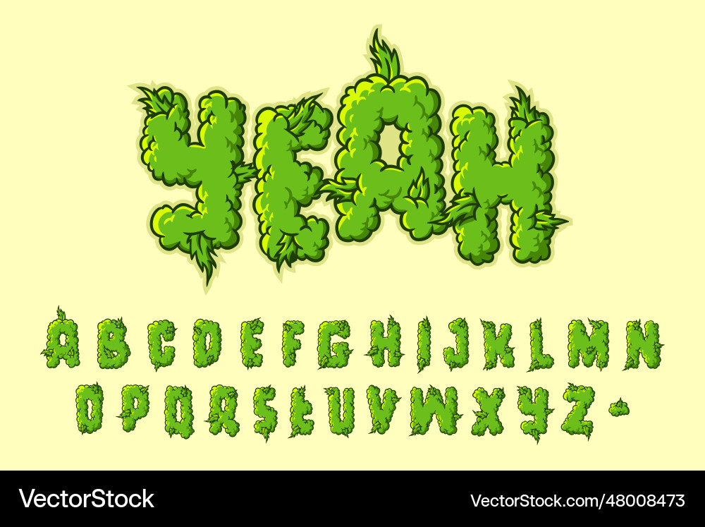 Alphabet weed cannabis cartoon Royalty Free Vector Image
